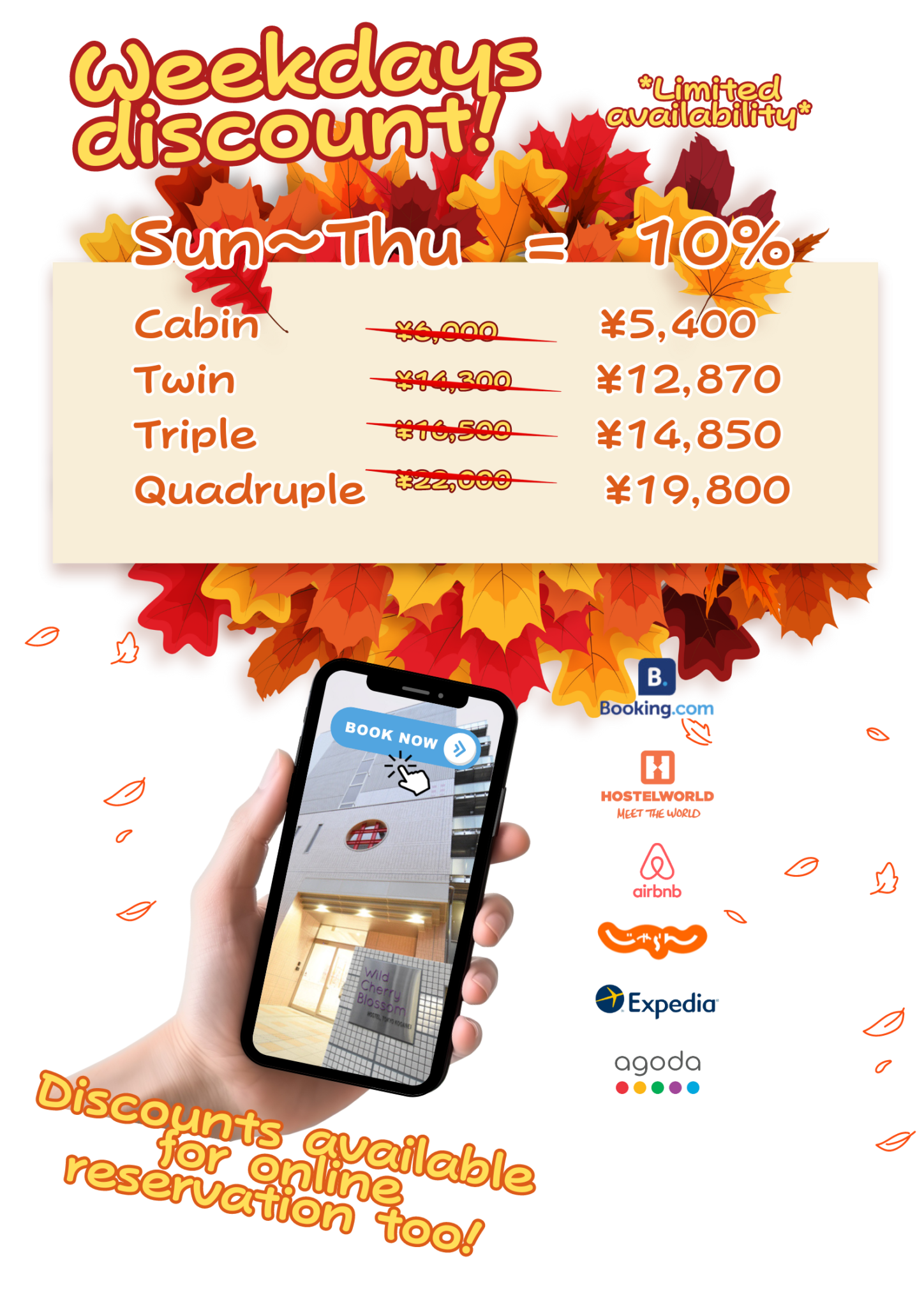 OUR PLANS & SPECIAL OFFERS - Wild Cherry Blossom Hostel